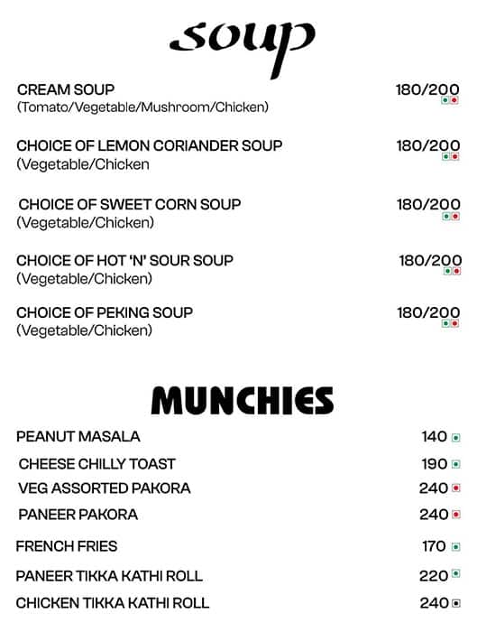 Menu of Alpha Restaurant, Hazratganj, Lucknow