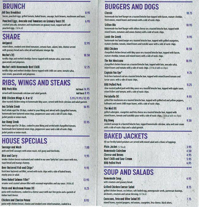 Menu at Fox Connaught pub & bar, London, Lynx Way