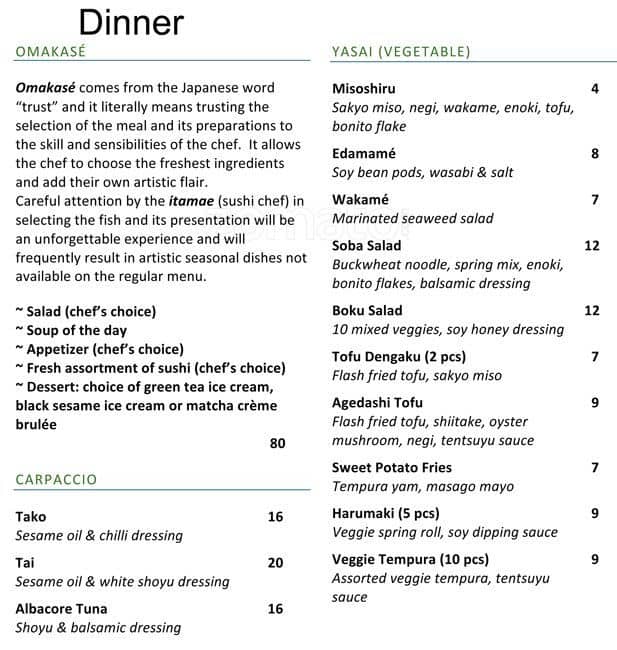 Menu at BOKU Japanese Eats + Drinks (Distillery District) pub & bar ...