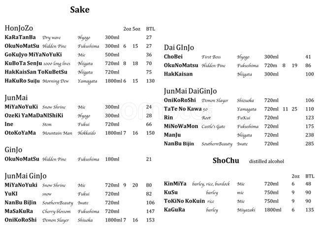 Menu at BOKU Japanese Eats + Drinks (Distillery District) pub & bar ...