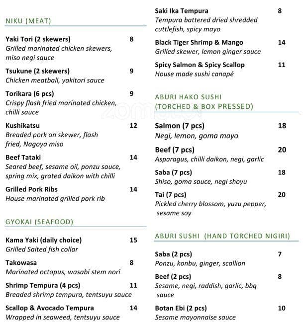 Menu at BOKU Japanese Eats + Drinks (Distillery District) pub & bar ...