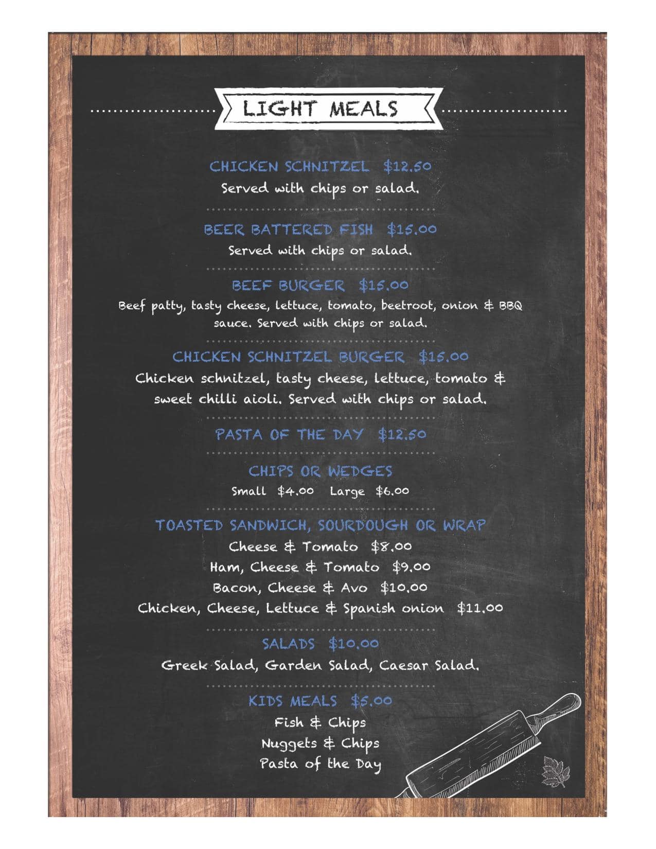 Menu at Café Whitewater cafe, Castlereagh