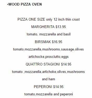 Menu at Flavio's Brick Oven and Bar, Sarasota