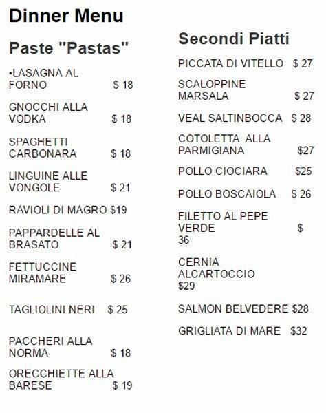 Menu at Flavio's Brick Oven and Bar, Sarasota