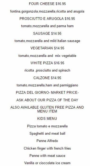 Menu at Flavio's Brick Oven and Bar, Sarasota