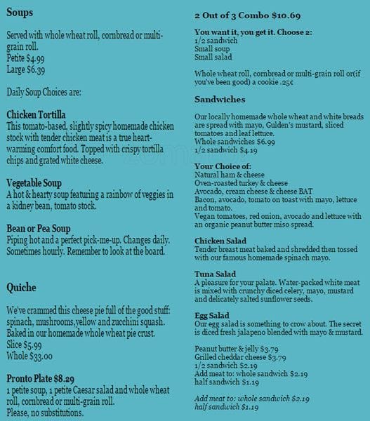 Menu at Twin Sisters Bakery & Cafe, San Antonio, N New Braunfels Ave