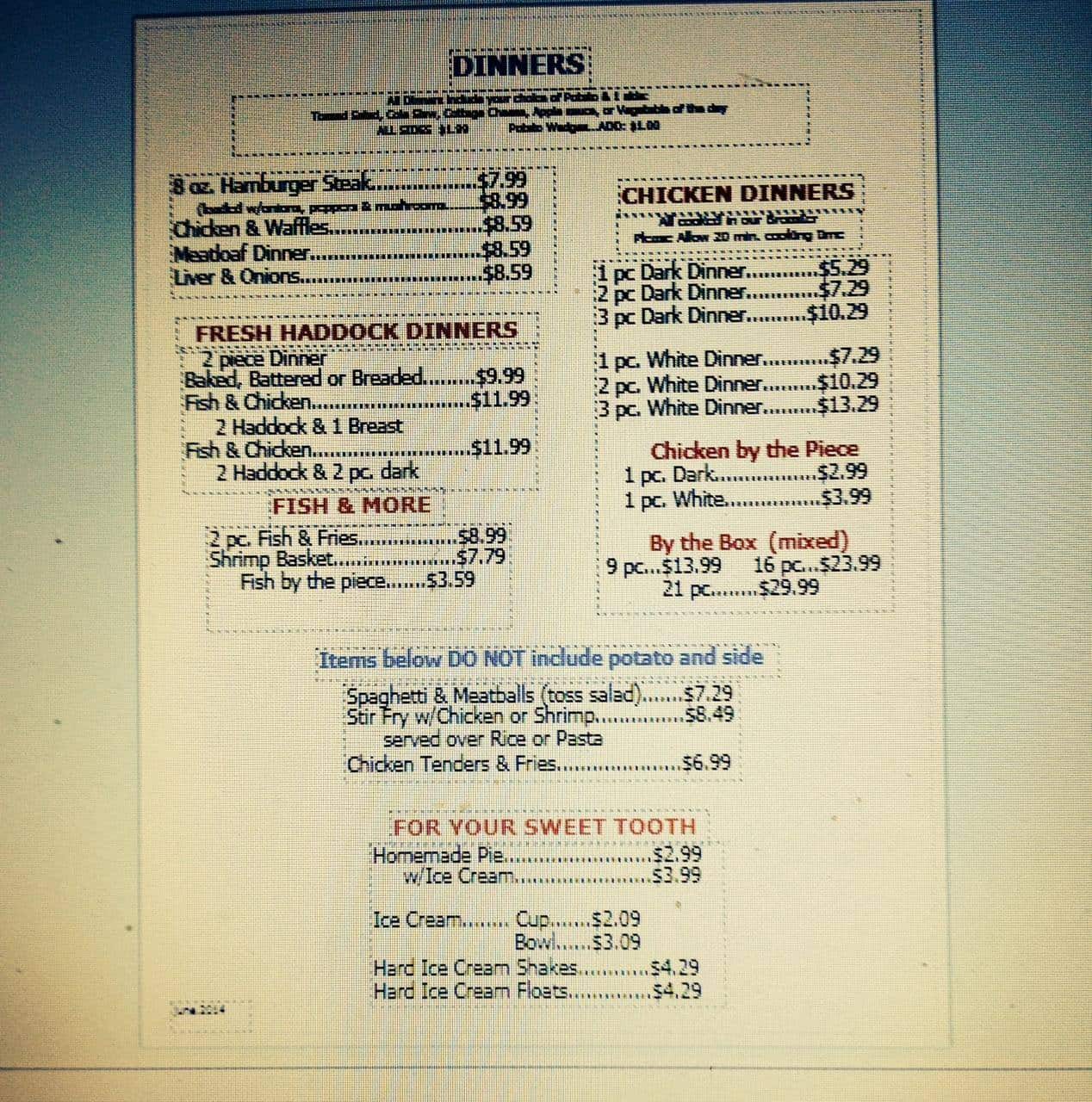 Menu at Billy's Family Restaurant, Clearfield