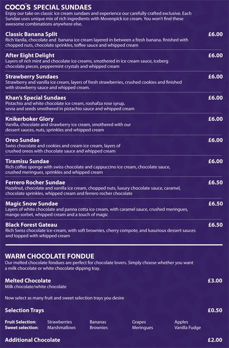 Menu at Coco's Grillhouse & Desserts, Rochdale