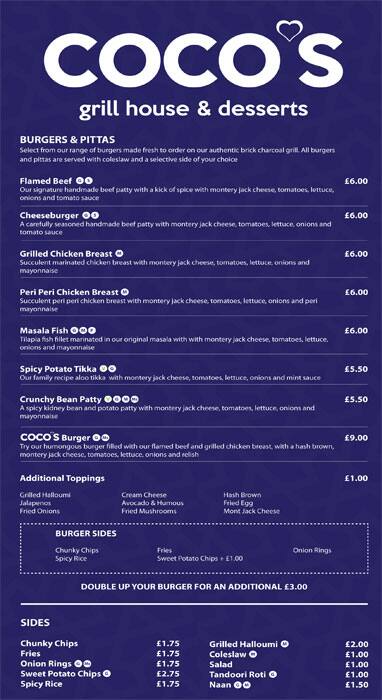 Menu at Coco's Grillhouse & Desserts, Rochdale