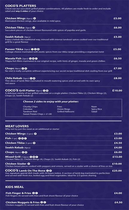 Menu at Coco's Grillhouse & Desserts, Rochdale