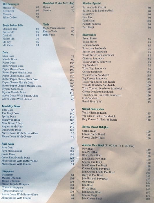 Menu of The South Pavilion, Vikhroli, Mumbai