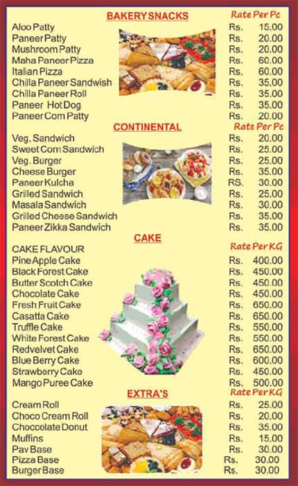 Menu of Deepak Bakery, Vaishali, Ghaziabad