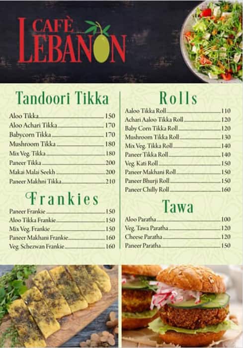 Menu at Cafe Lebanon, Mumbai