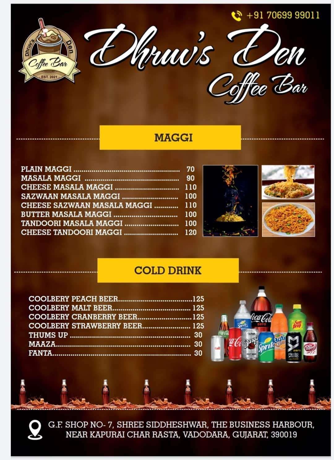 Menu at Dhruv's Den Coffee Bar, Vadodara