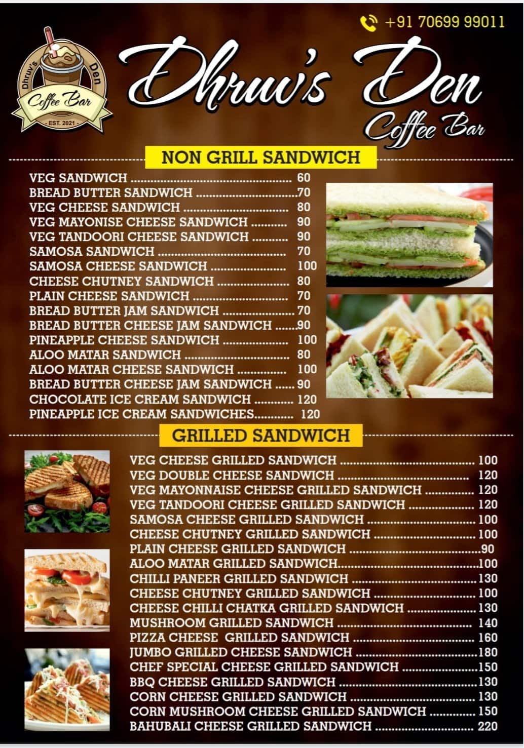 Menu at Dhruv's Den Coffee Bar, Vadodara