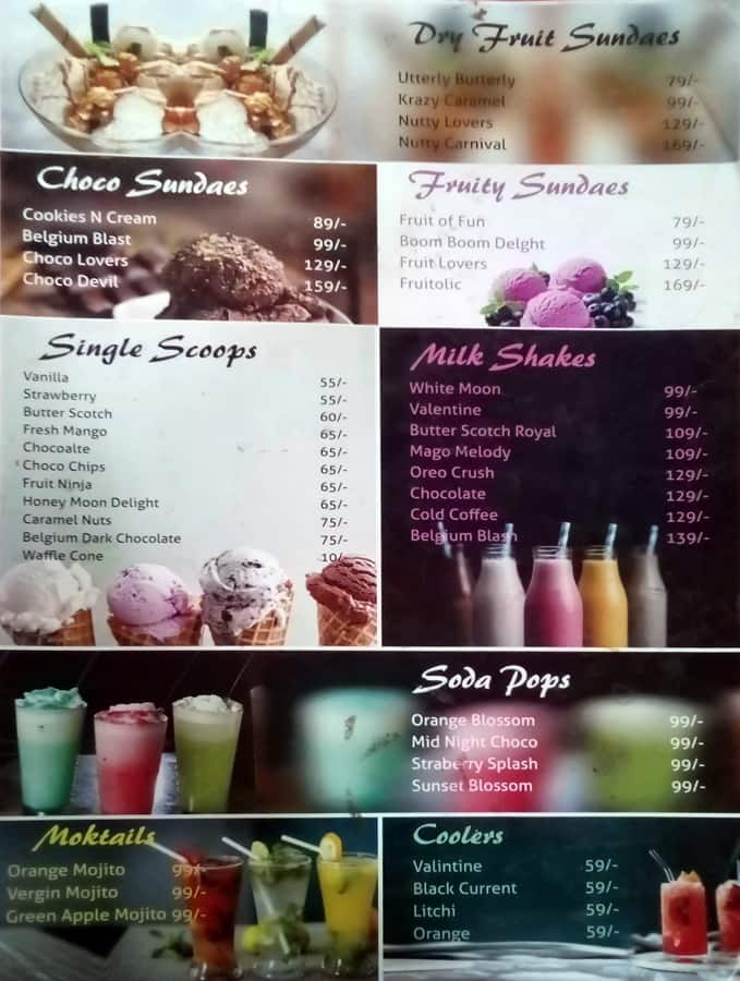 Menu of Scoops & Ice Cream, Kothapet, Hyderabad