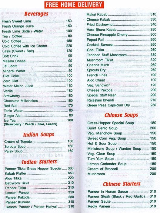 Grasshopper Menu, Menu for Grasshopper, Vile Parle West, Mumbai - Zomato