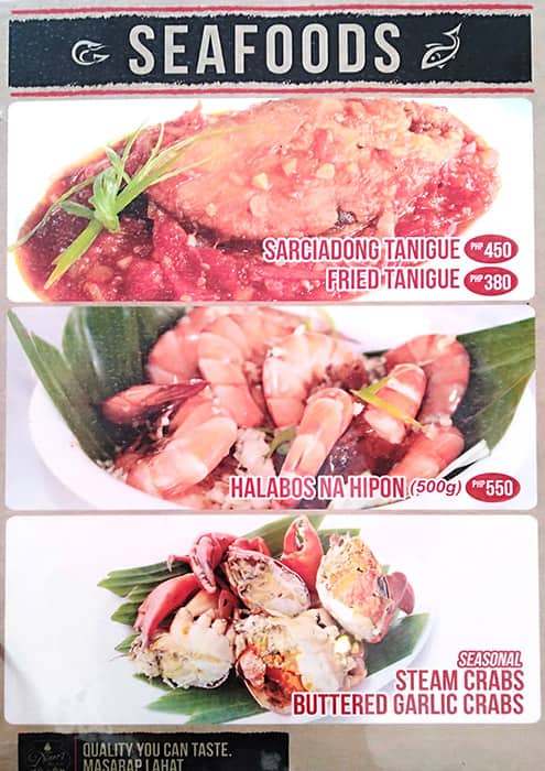 Menu at Diner's Bulalo restaurant, Laurel, Mendez Crossing East