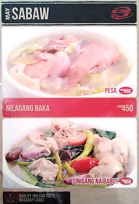 Menu at Diner's Original Bulalo Restaurant View Branch, Tagaytay, West 4120