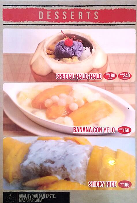 Menu at Diner's Original Bulalo Restaurant View Branch, Tagaytay, West 4120