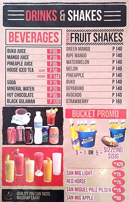 Menu at Diner's Original Bulalo Restaurant View Branch, Tagaytay, West 4120