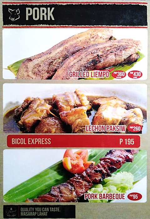 Menu at Diner's Bulalo restaurant, Laurel, Mendez Crossing East