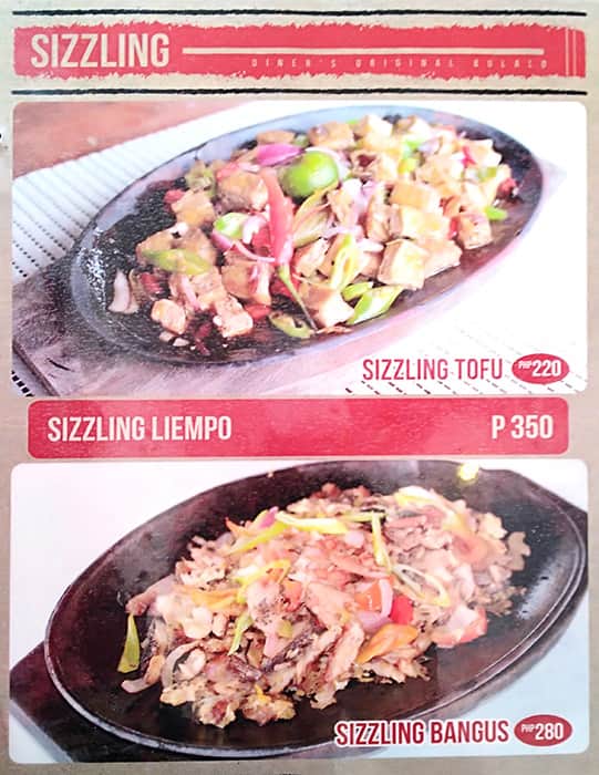 Menu at Diner's Bulalo restaurant, Laurel, Mendez Crossing East