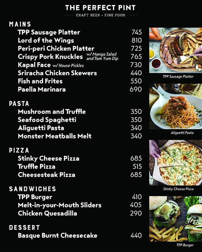 Menu at The Perfect Pint pub & bar, Muntinlupa, 2nd Floor