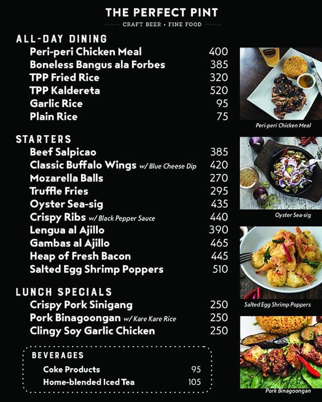 Carta del restaurante The Perfect Pint - Greenbelt 2, Makati