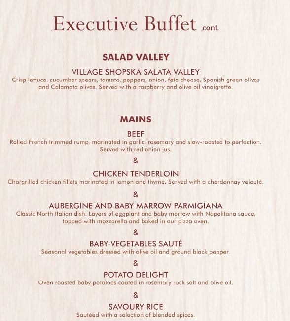 Menu at Barnyard Theatre, Randburg