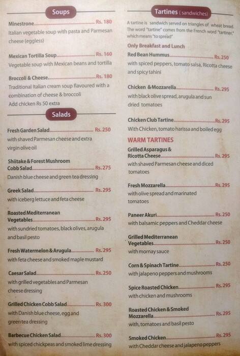 Menu at Hola, Chennai, 6/1