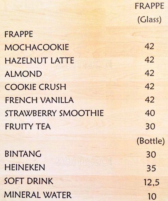 Menu at Coffee World Sabang cafe, Jakarta, Jl. H. Agus Salim No.24