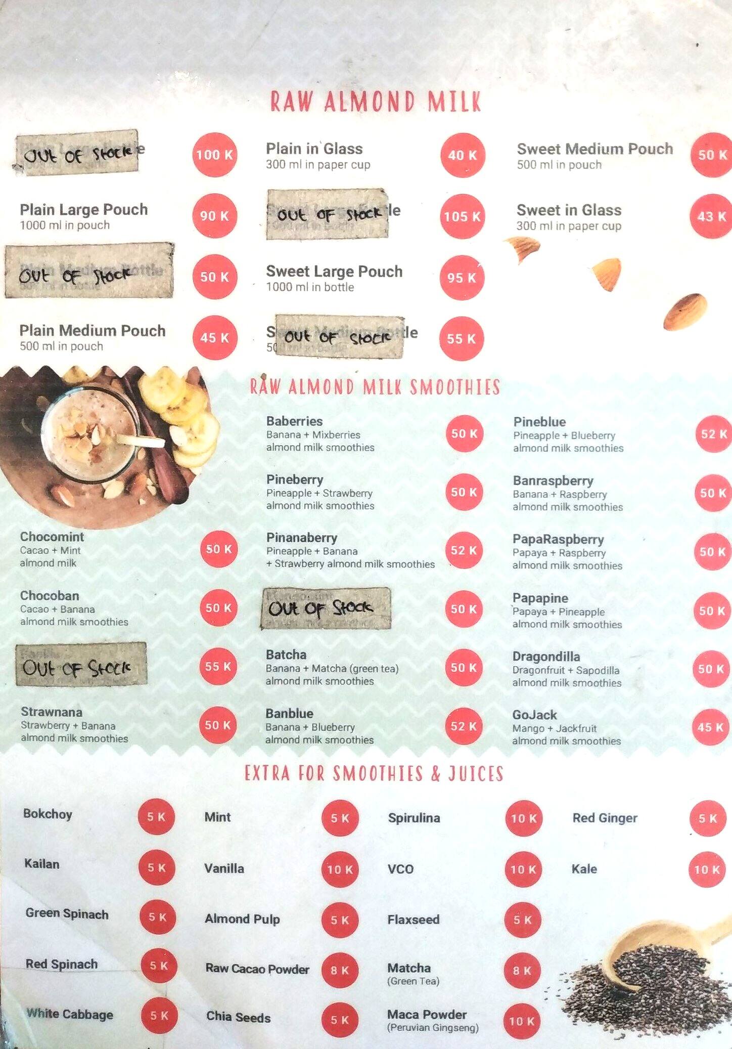 Menu at BNB Terogong, Jakarta, Jl. Terogong Raya No. 28