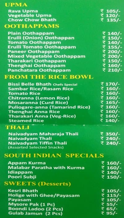 Naivedyam Menu, Menu for Naivedyam, Hauz Khas Village, New Delhi - Zomato