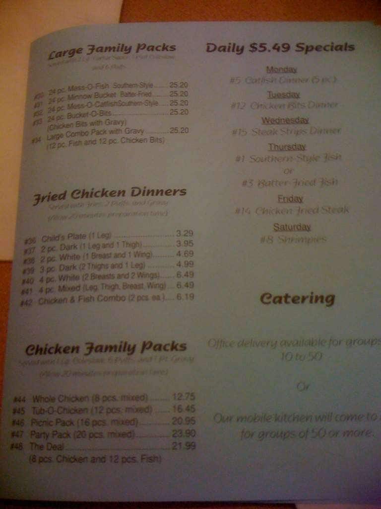 Menu at Dimba's Chicken & Seafood restaurant, Lubbock, 421 Frankford Ave