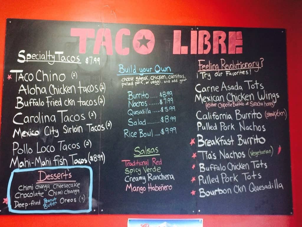 Taco Libre Menu, Menu for Taco Libre, Tallahassee, Tallahassee ...