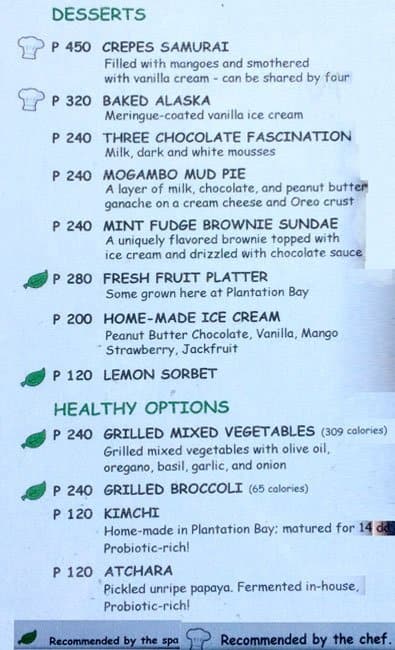 Menu at Fiji Restaurant, Lapu-Lapu City, Plantation Bay Resort & Spa Mactan