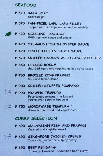 Menu at Fiji Restaurant, Lapu-Lapu City, Plantation Bay Resort & Spa Mactan