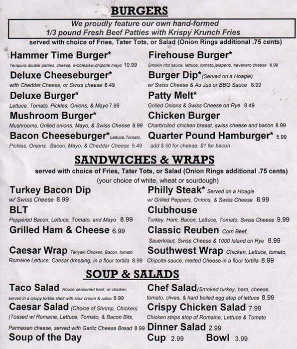 Menu at Hammertime Bar & Grill, Lakewood