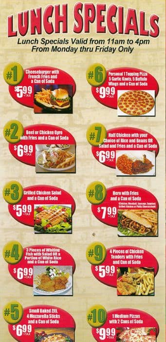 Menu at Farmers Pizza pizzeria, New York City