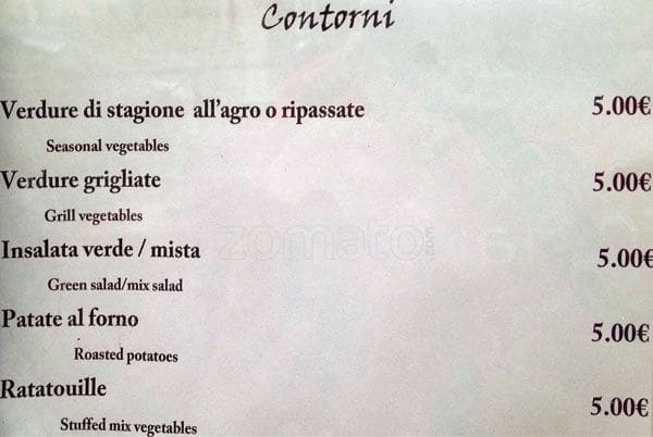 Menu at Il Covo Ristobistrot restaurant, Rome, Via Brescia