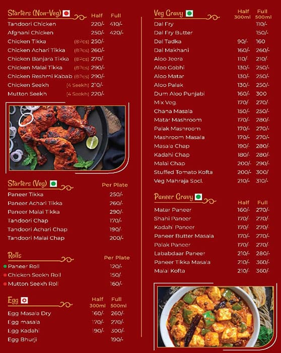 Menu of Khana Khazana, Vasant Vihar, New Delhi
