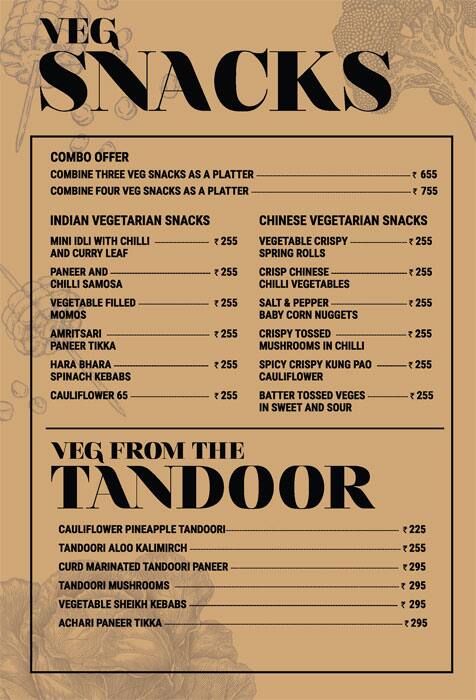 Menu at Mechanics, Chennai