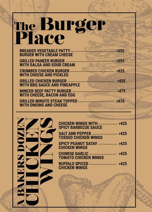 Menu at Mechanics, Chennai