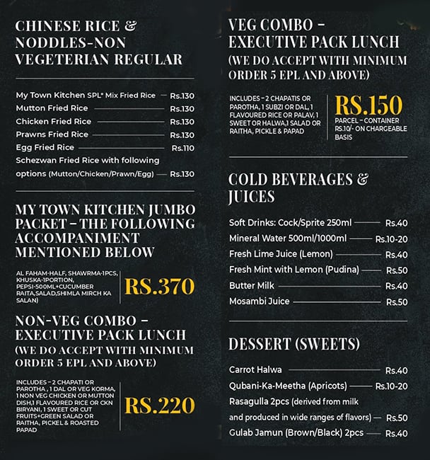 Menu at My Town Kitchen, Bengaluru