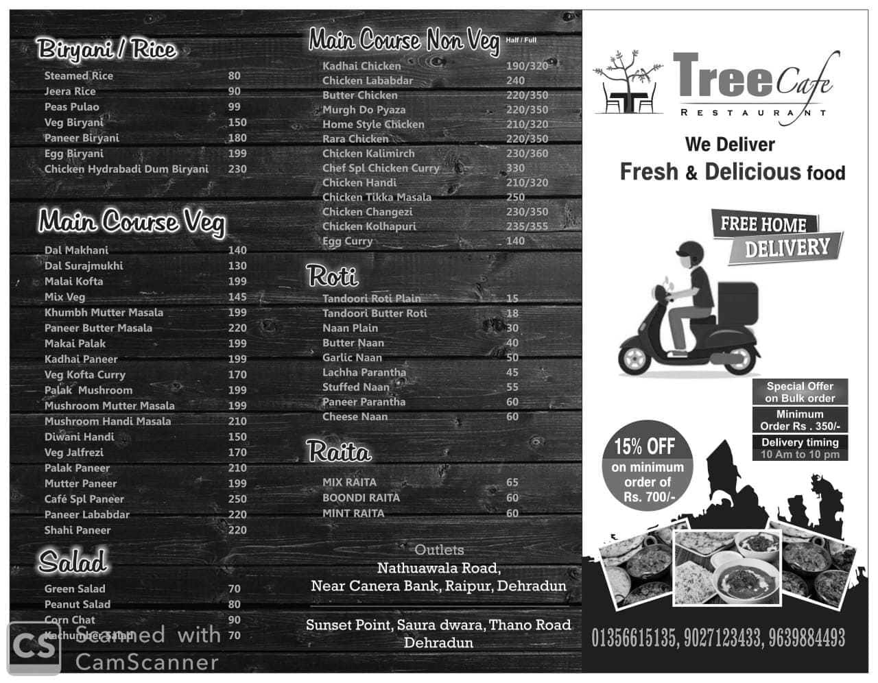 Menu at Tree Cafe & Restaurant Outlet 2, Dehradun