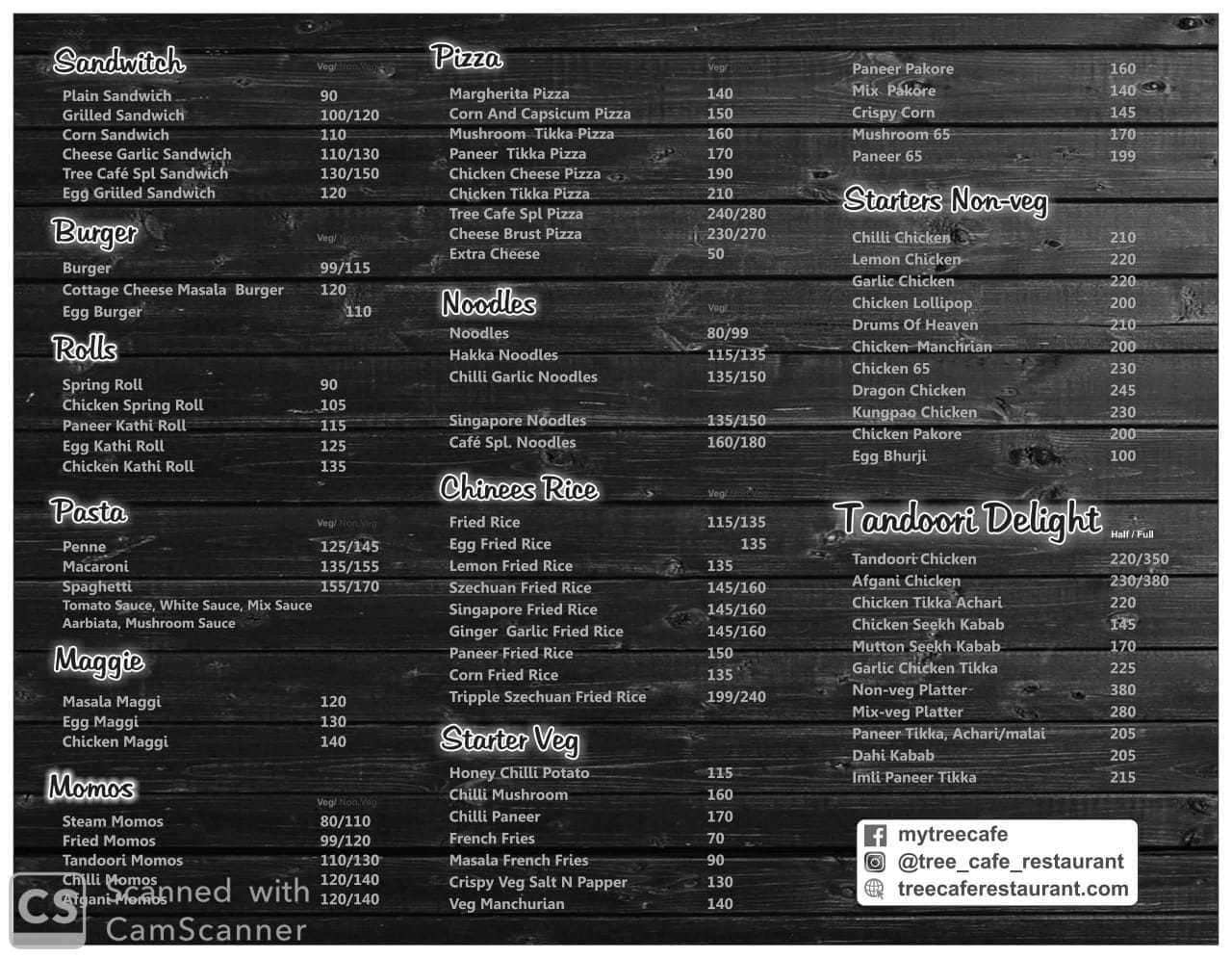 Menu at Tree Cafe & Restaurant Outlet 2, Dehradun