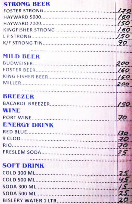 Menu at Seeta Prasad Bar And Restaurant, Mumbai