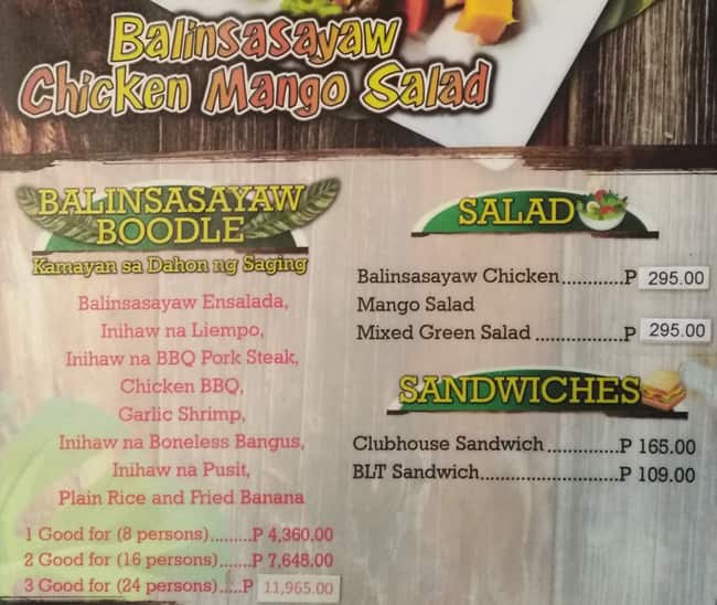 Menu at Balinsasayaw - Alfresco Dining & Cafe, Laurel