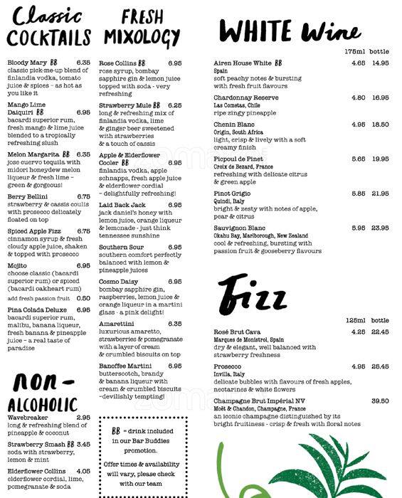 Menu at Giraffe restaurant, Manchester, 136 The Orient intu Trafford Centre